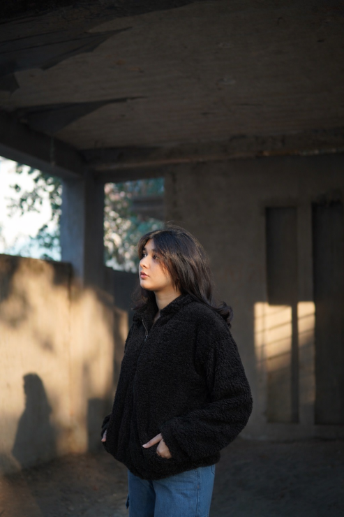 Oversized Black teddy Jacket – GULMAN